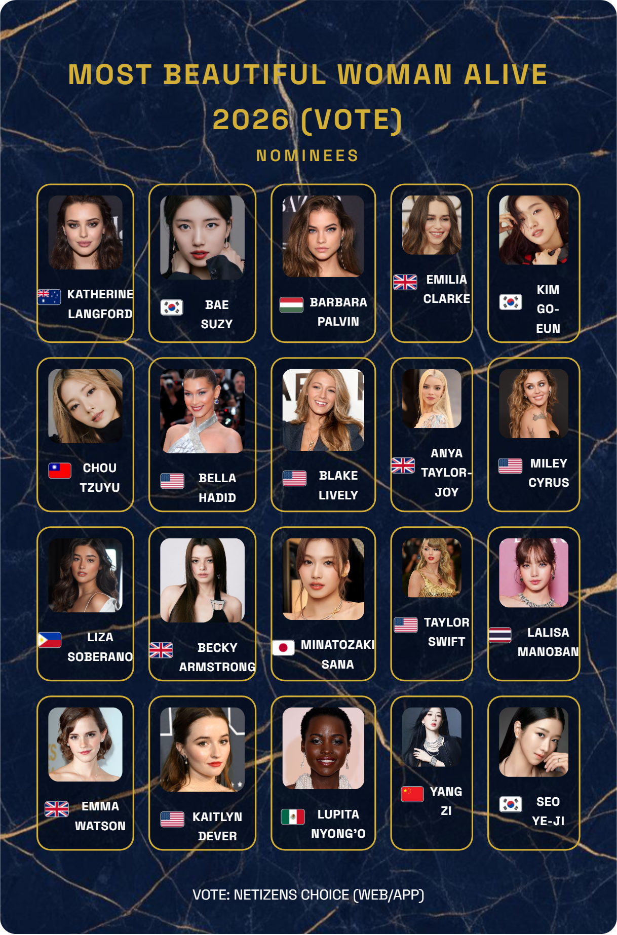 Most Beautiful Woman Alive 2026 (VOTE) | Netizens Choice